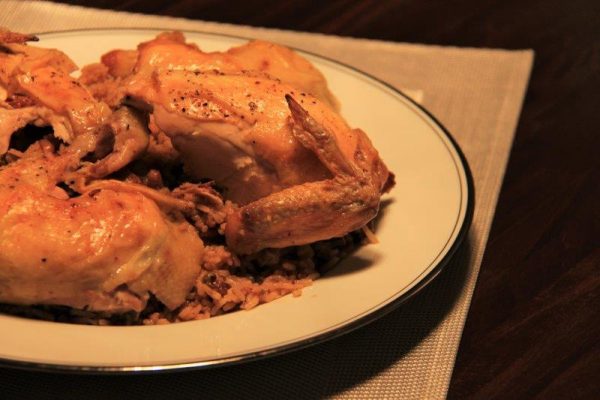 Roast Chicken with Pilaf Stuffing | Compass & Fork